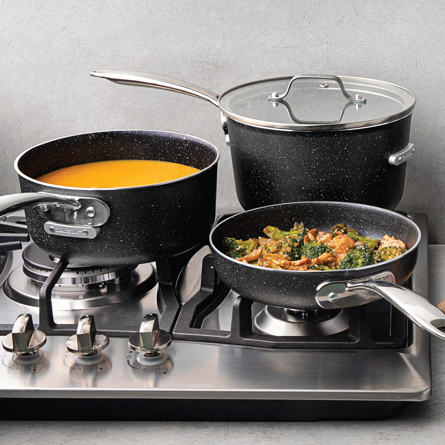 Granitestone Diamond Stackmaster 10-Piece Space-Saving Cookware Set ...